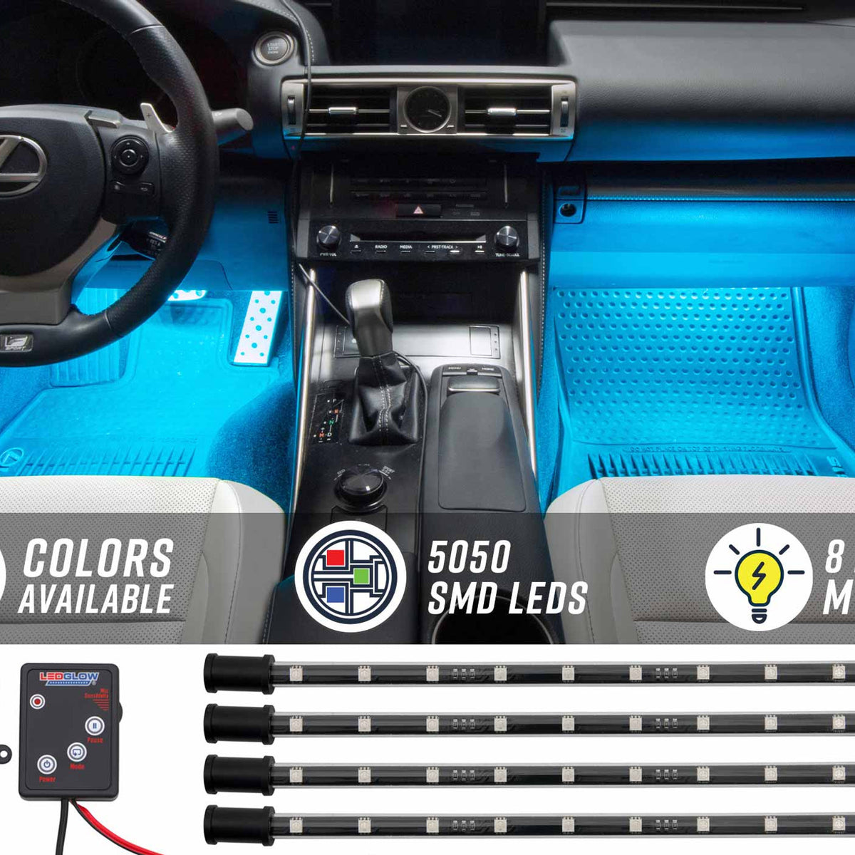 4pc 7 Color Expandable LED Interior Lighting Kit – Customs Unlimited LLC