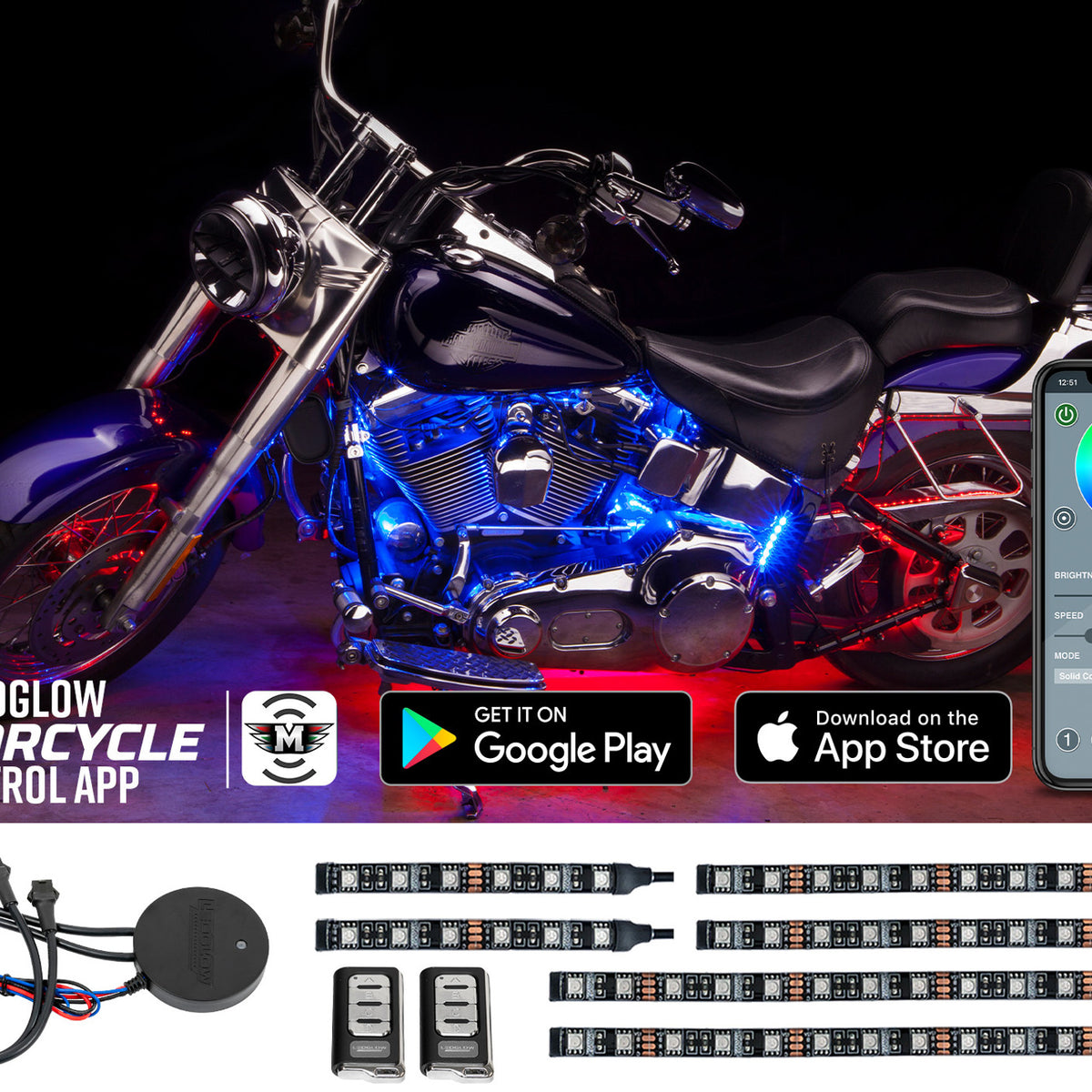 Bluetooth Advanced Million Color LED Motorcycle Lighting Kit with Smar ...