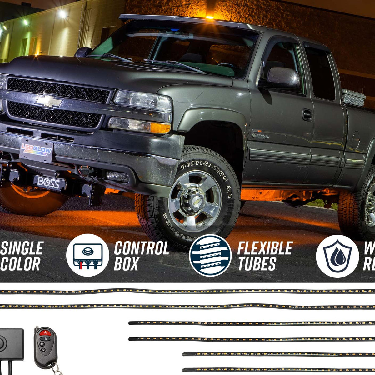 Orange LED Flexible Slimline Truck Underbody Lighting Kit – Customs ...