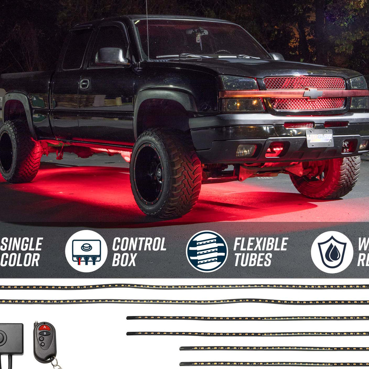 Red LED Flexible Slimline Truck Underbody Lighting Kit – Customs ...